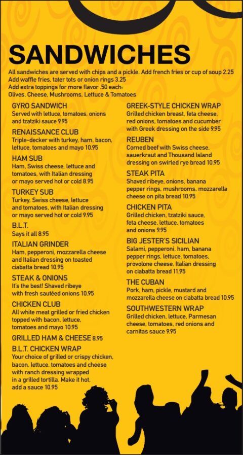 Food Menu – Previous | Flint Jester's